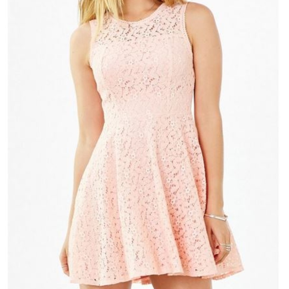 Kimchi Blue Lace Sheer Fit + Flare Dress - Gem